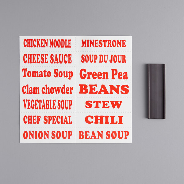 Avantco 177S30LABELS Magnetic Labels for Soup Kettles / Warmers