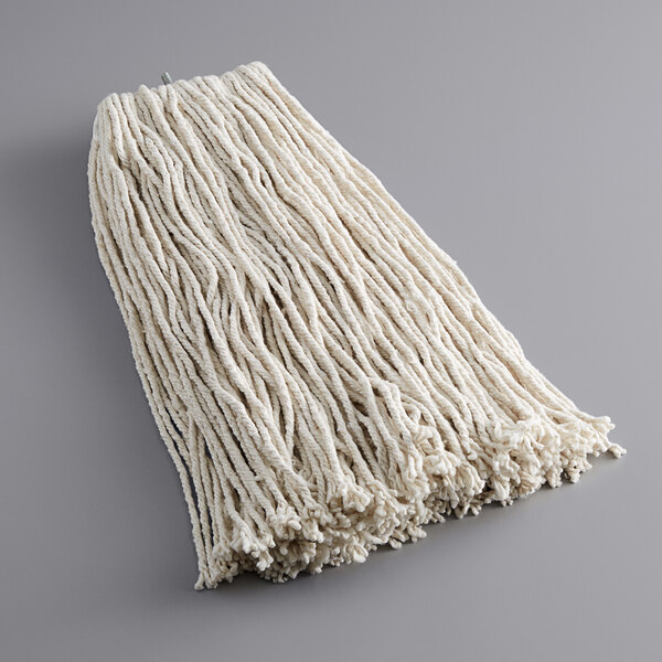 Choice 24 oz. #32 Natural Cotton Cut End Wet Mop Head with Screw On Band