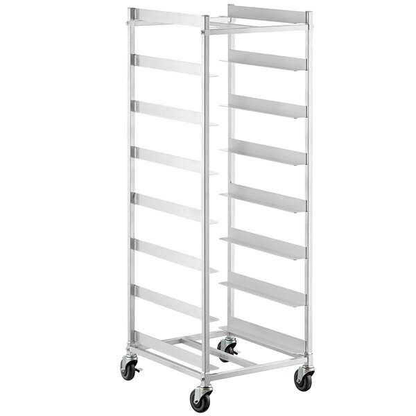 Steelton 8 Shelf Aluminum Glass Rack Cart with 8" Spacing