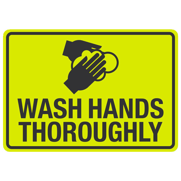 "Wash Hands Thoroughly" Engineer-Grade Reflective Black / Yellow Decal ...