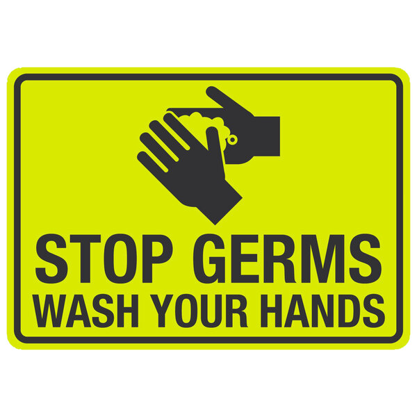 "Stop Germs / Wash Your Hands" Engineer-Grade Reflective Black / Yellow ...