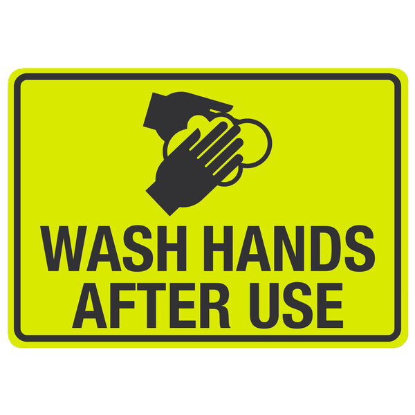 "Wash Hands After Use" Engineer-Grade Reflective Black / Yellow Decal ...