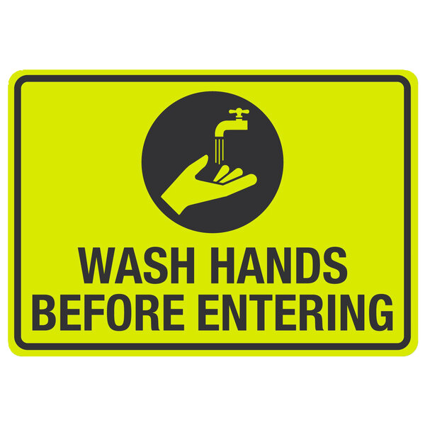 "Wash Hands Before Entering" Engineer-Grade Reflective Black / Yellow ...