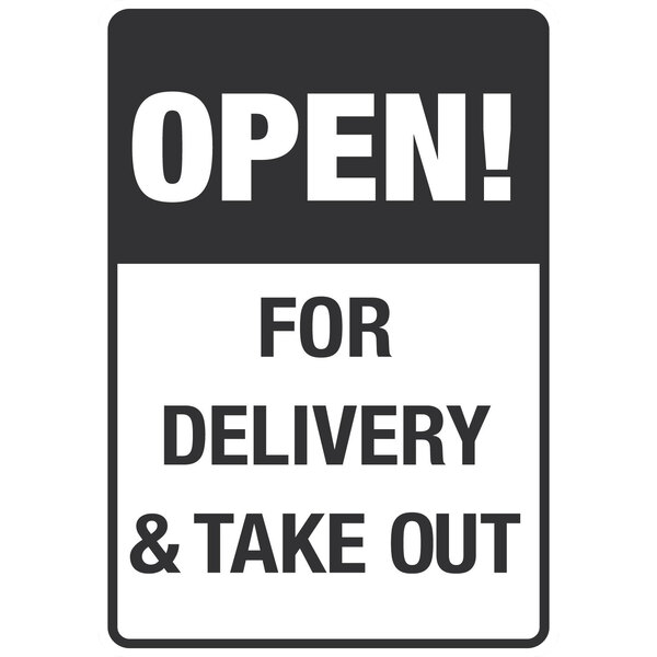 "Open! / For Delivery and Take Out" Engineer-Grade Reflective Black ...