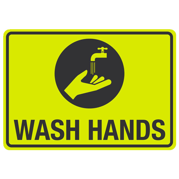 "Wash Hands" Engineer-Grade Reflective Black / Yellow Aluminum Sign ...