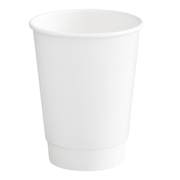 Choice 12 oz. White Smooth Double Wall Paper Hot Cup - 25/Pack
