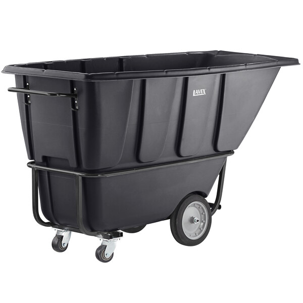 Lavex 1 Cubic Yard Black Towable Heavy-Duty Tilt Truck / Trash Cart ...