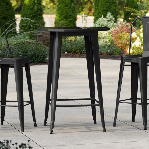 Lancaster Table & Seating Alloy Series 30" Round Onyx Black Bar Height ...