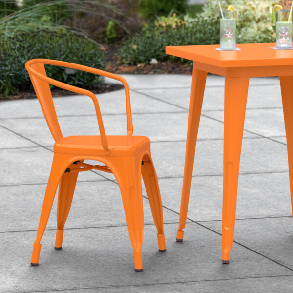 Lancaster Table & Seating Alloy Series Orange Outdoor Arm Chair