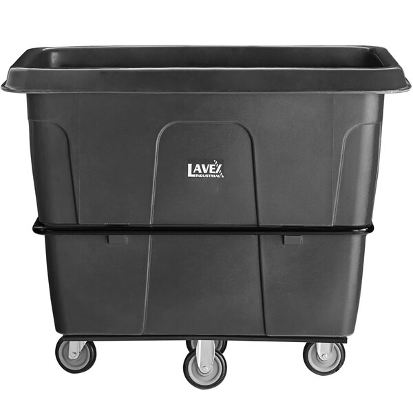 Lavex 16 Cubic Foot Black Leakproof Cube Truck (1000 lb. Capacity)
