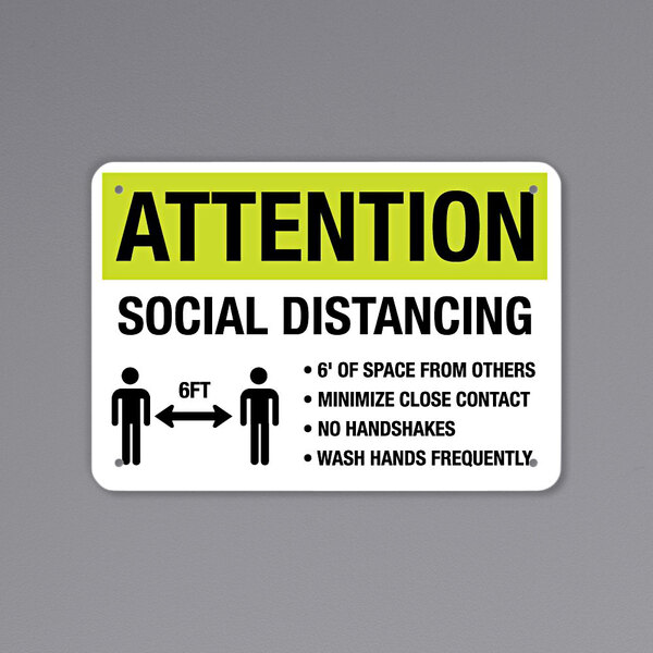 "Attention / Social Distancing / 6 Ft." Engineer-Grade Reflective Black ...