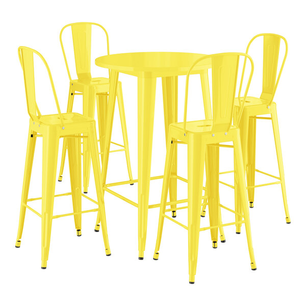 Lancaster Table & Seating Alloy Series 30" Round Citrine Yellow Bar ...