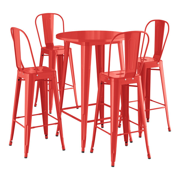 Lancaster Table & Seating Alloy Series 30" Round Ruby Red Bar Height ...