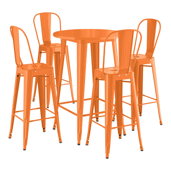 Lancaster Table & Seating Alloy Series 30" Round Amber Orange Bar ...