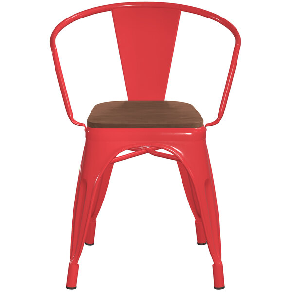 Lancaster Table & Seating Alloy Series Red Metal Indoor Industrial Cafe ...