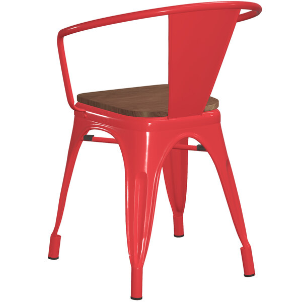 Lancaster Table & Seating Alloy Series Red Metal Indoor Industrial Cafe ...