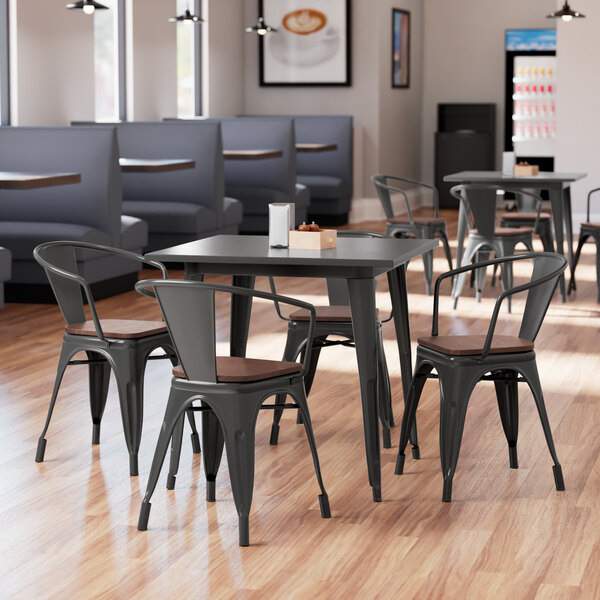 Lancaster Table & Seating Alloy Series 32" x 32" Black Dining Height ...