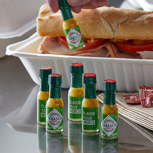 Mini TABASCO® Green Hot Sauce Bottles - 144/Case