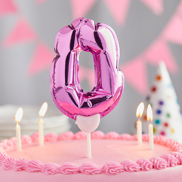 Creative Converting 337516 9" Pink "0" Balloon Cake Topper
