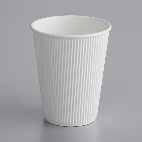 Choice 12 oz. Double Wall Ripple White Paper Hot Cup - 500/Case