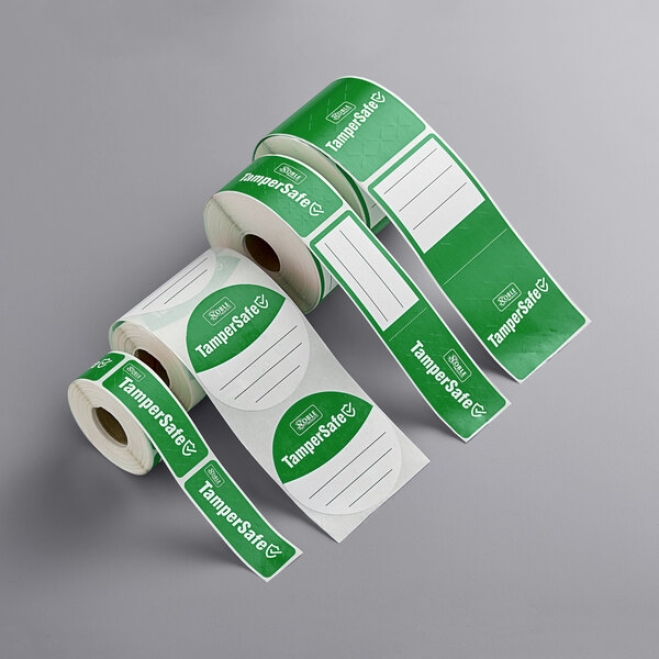 TamperSafe 1" x 3" Customizable Green Paper Tamper-Evident Label - 250/Roll
