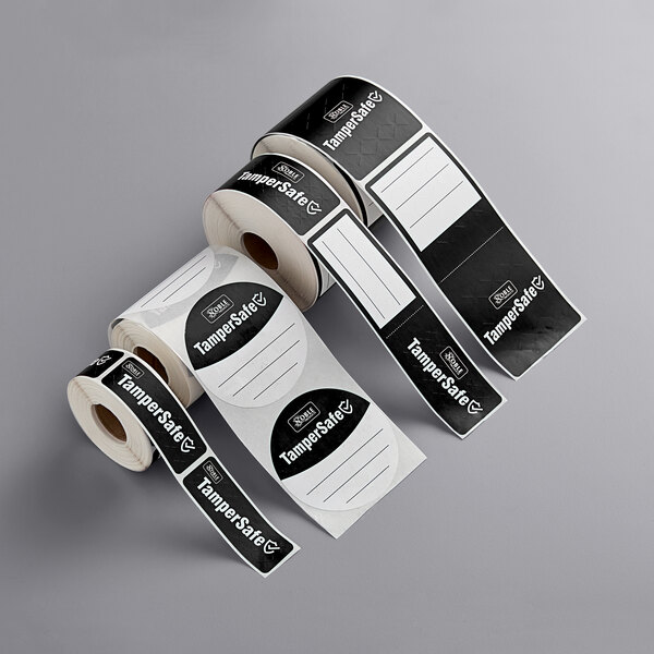 TamperSafe 2 1/2" x 6" Customizable Black Paper Tamper-Evident Label ...