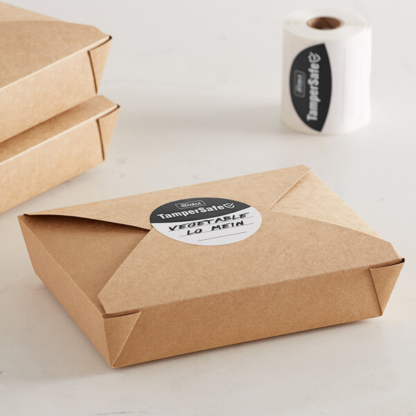 TamperSafe 3" Round Customizable Black Paper Tamper-Evident Label - 250 ...