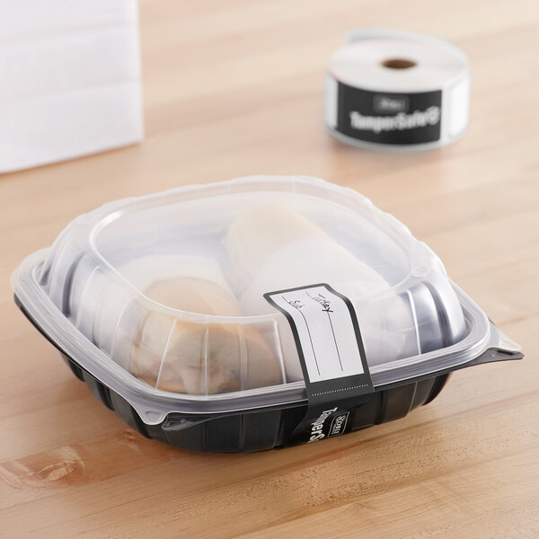 TamperSafe 1 1/2" x 6" Customizable Black Paper Tamper-Evident Label ...