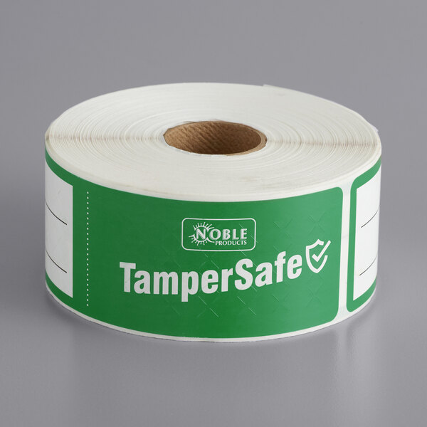 TamperSafe 1 1/2" x 6" Customizable Green Paper Tamper-Evident Label ...