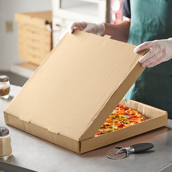 Choice 18" x 18" x 2" Kraft Customizable Corrugated Plain Pizza Box ...