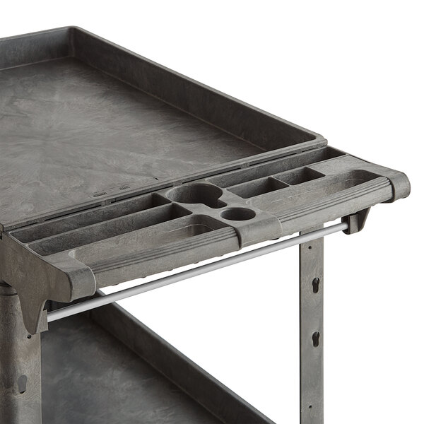 Lavex Large Black 2-Shelf Utility Cart with Premium Handle, Built-In ...