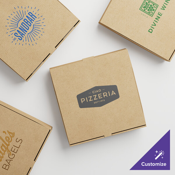 Choice 10" x 10" x 2" Kraft Customizable Corrugated Plain Pizza Box ...