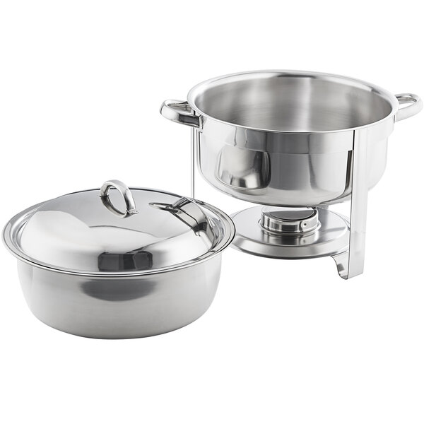 Choice Deluxe 8 Qt. Round Chrome Accent Soup Chafer