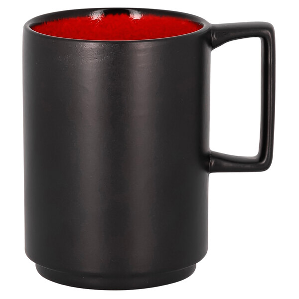 RAK Porcelain FRNOMG33RD Fire 11.15 oz. Red Porcelain Stackable Mug - 6 ...