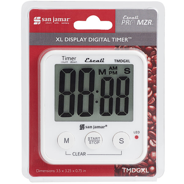 San Jamar Escali TMDGXL Extra Large Display Digital 100 Minute Kitchen Timer with Clock