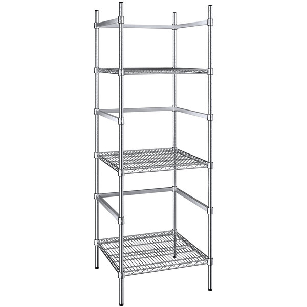 Regency 12-Jug Chrome 5 Gallon Water Jug Rack - 24" x 24" x 74" - 3 Shelves