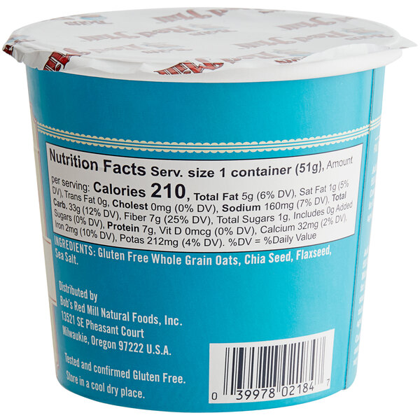 Bob's Red Mill Oatmeal Cups, Classic, Gluten-Free - 12/Case