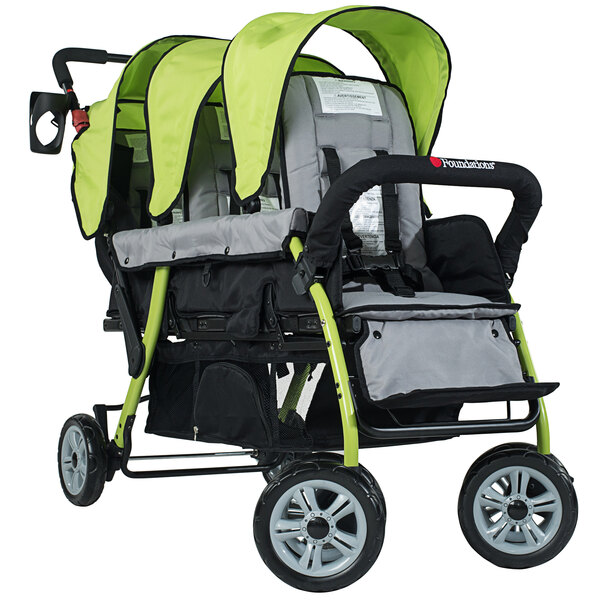 Foundations 4130299 Trio Sport 3-Passenger Lime / Black Stroller with ...