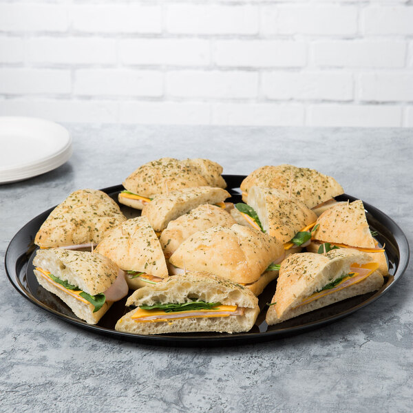 WNA Comet A918BL Checkmate 18" Black Round Catering Tray with High Edge ...