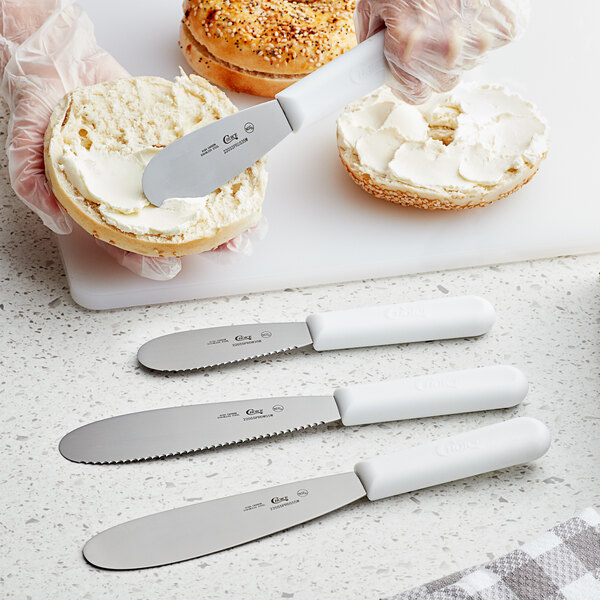 Choice 5 1/2" Smooth Stainless Steel Sandwich Spreader with White ...