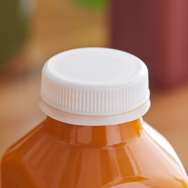 White Unlined Tamper-Evident Cap for Juice Bottles - 100/Pack