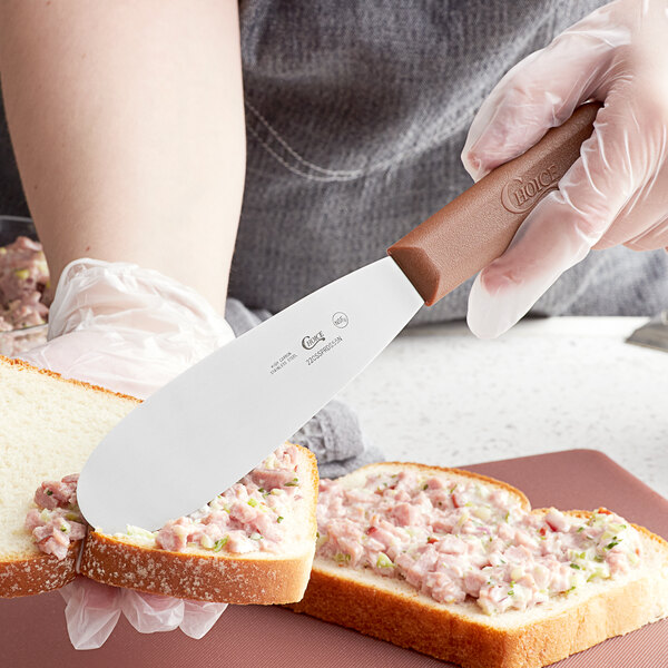 Choice 5 1/2" Smooth Stainless Steel Sandwich Spreader with Brown ...