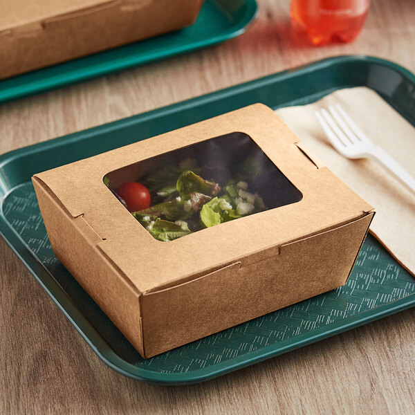 Choice 6" x 4 5/8" x 2 3/8" Kraft Folded Paper #8 Take-Out Container ...