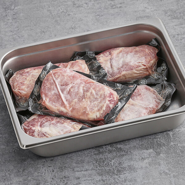 Hatfield Premium Reserve 6 oz. All-Natural Ribeye Pork Steak - 20/Case