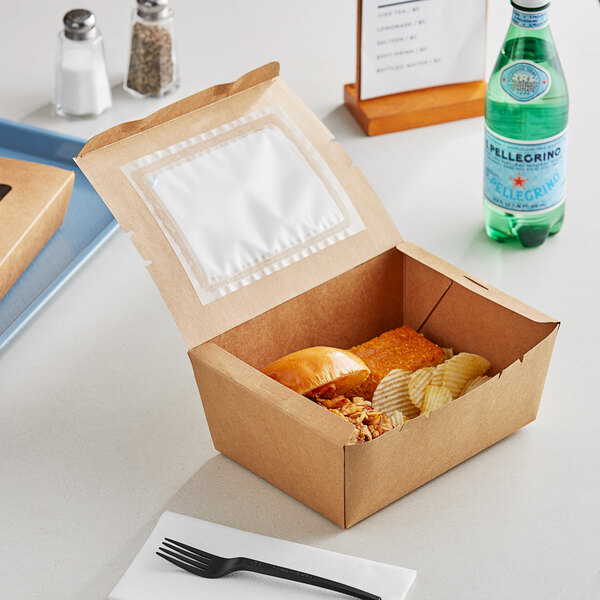 Choice 8 3/4" x 6 1/2" x 3 1/2" Kraft Folded Paper #4 Take-Out ...