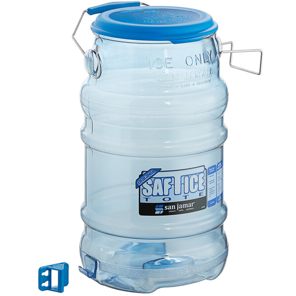 San Jamar Saf-T-Ice 6 Gallon Polycarbonate Ice Tote with Lid and ...