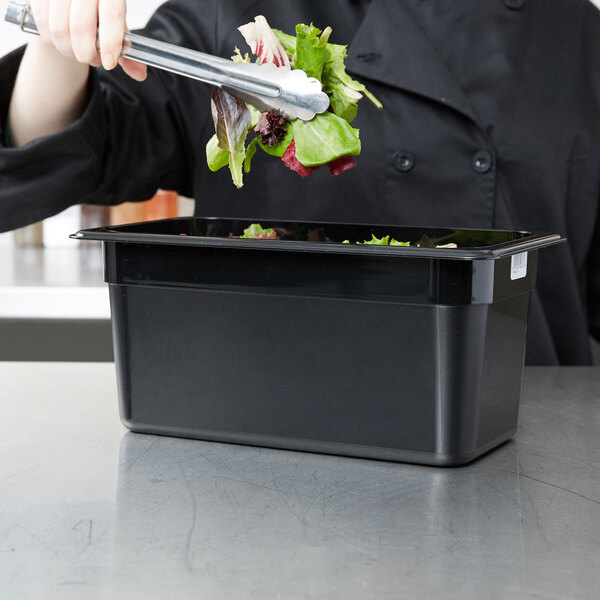 Cambro 36CW110 Camwear 1/3 Size Black Polycarbonate Food Pan - 6" Deep