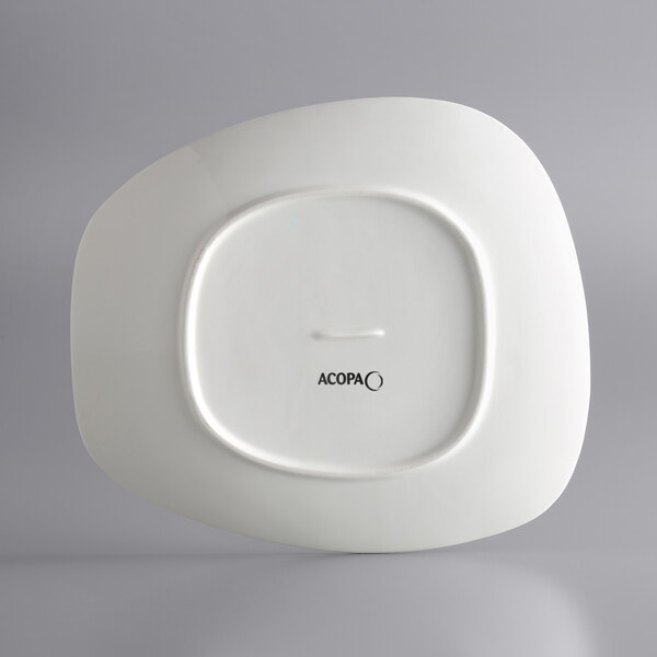 Sample - Acopa Nova 10 1/2" x 9 1/4" Cream White Asymmetric Stoneware Plate