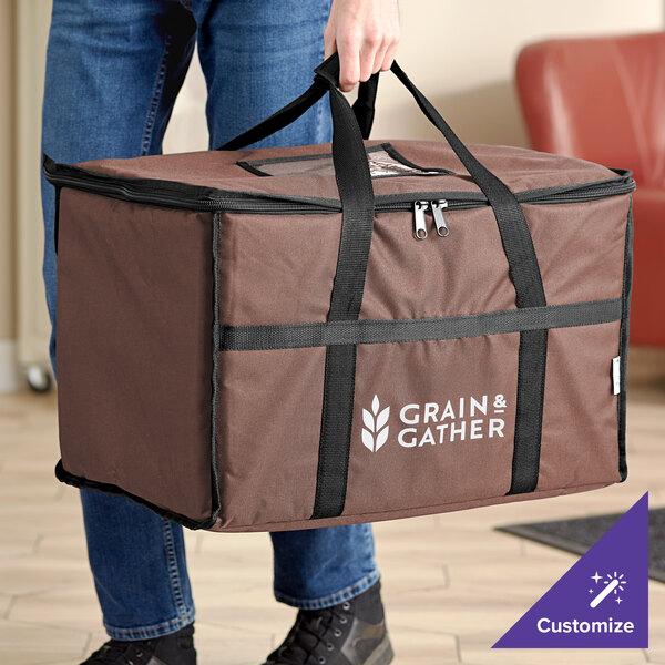 Insulated Food Delivery Bag, Brown, Nylon - WebstaurantStore