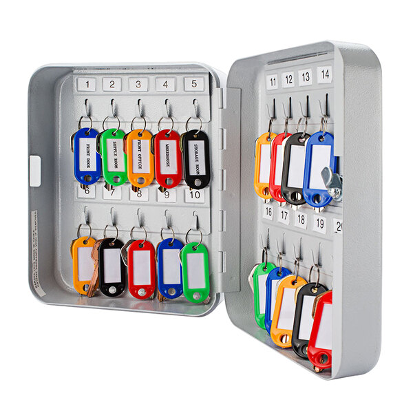 Barska CB12482 6 1/4" x 3" x 8" Gray Steel 20-Key Cabinet with Key Lock